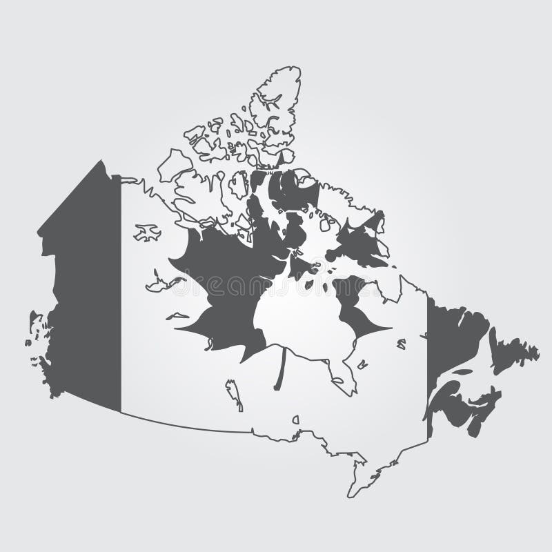 Canada Map Outline Black and White Drawing Stock Illustration ...