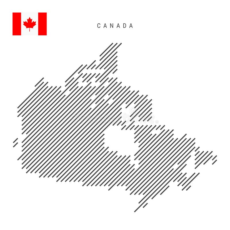 Canada Map from Pattern of Black Slanted Parallel Lines. Flat Vector ...