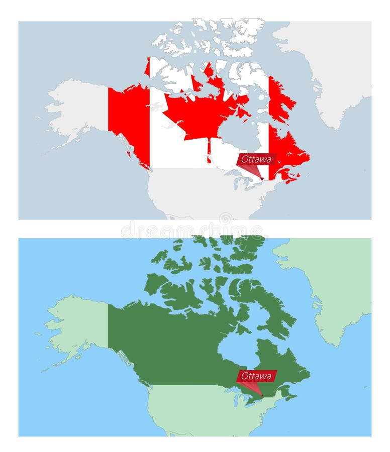 Canada Map with Pin of Country Capital. Two Types of Canada Map with ...