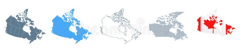 Canada Map Set - Vector Solid, Contour, Regions, Flag, Pixels Stock ...