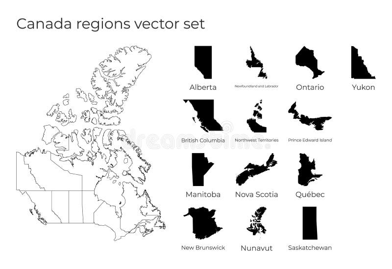 Canada Map with Shapes of Regions. Stock Vector - Illustration of ...