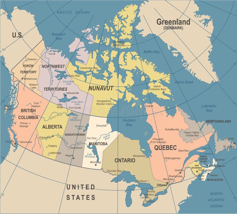 Canada - Detailed Topographic Map - Illustration. Stock Vector ...
