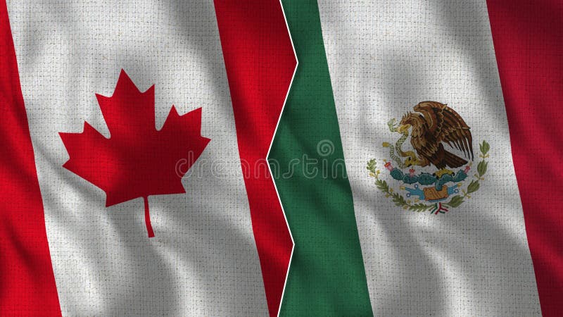 Canada and Mexico Half Flags Together Stock Image - Image of fabric ...