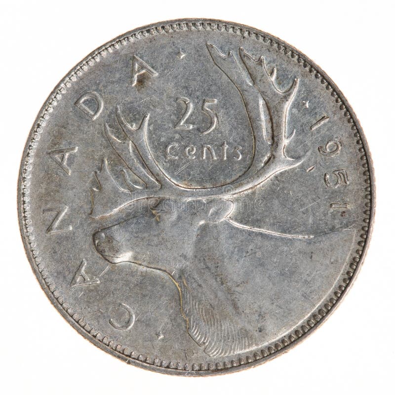 Canada 1951 Moose 25 Cent Coin - Reverse Side Editorial Image - Image ...