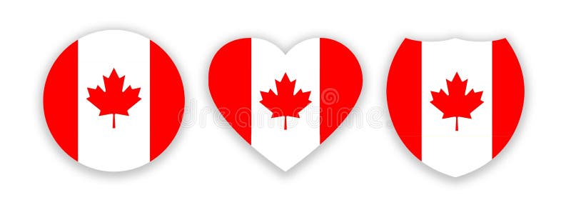 Canada National Flag in a Shape of Circle, Heart and Shield Isolated ...