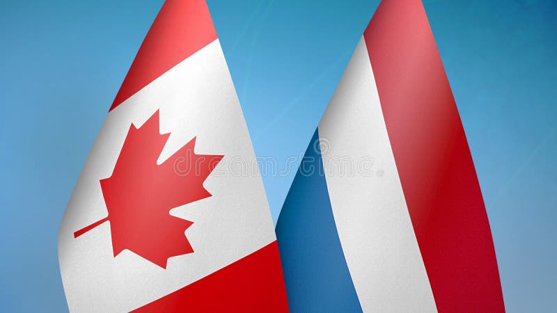 Canada and Netherlands and USA Realistic Three Flags Together Stock ...
