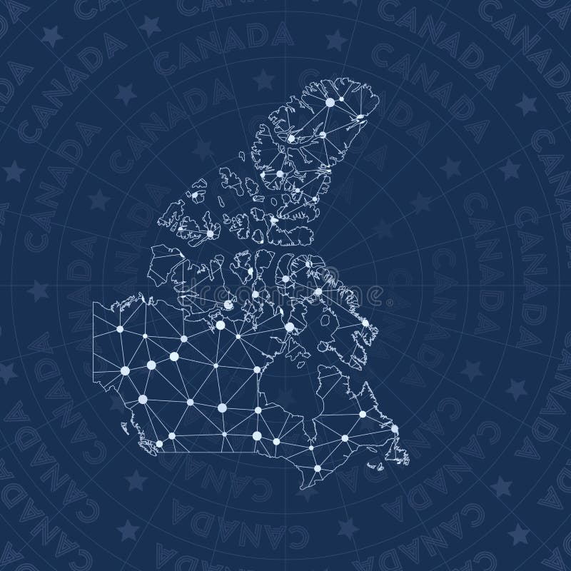 Canada Network, Constellation Style Country Map. Stock Vector ...