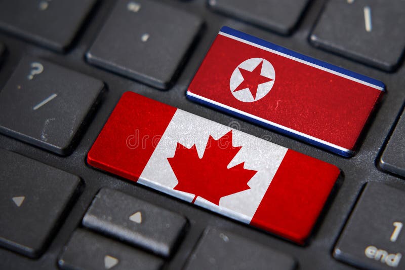 Canada and North Korea Flags on Computer Keyboard Stock Photo - Image ...