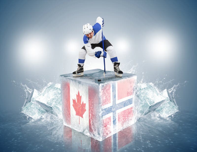 Canada-Norway Game. Face-off Player on the Ice Cube Stock Photo - Image ...