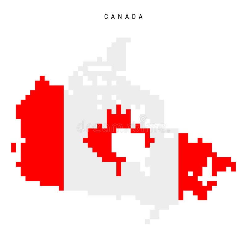 Canada Pixel Flag Map Icon. Flat Vector Illustration Isolated on White ...