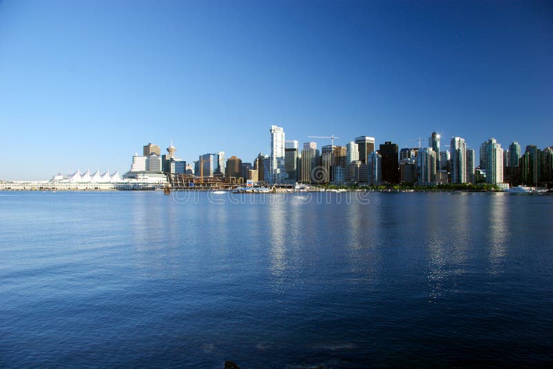 Canada Place and Downtown Vancouver, BC Stock Photo - Image of blue ...