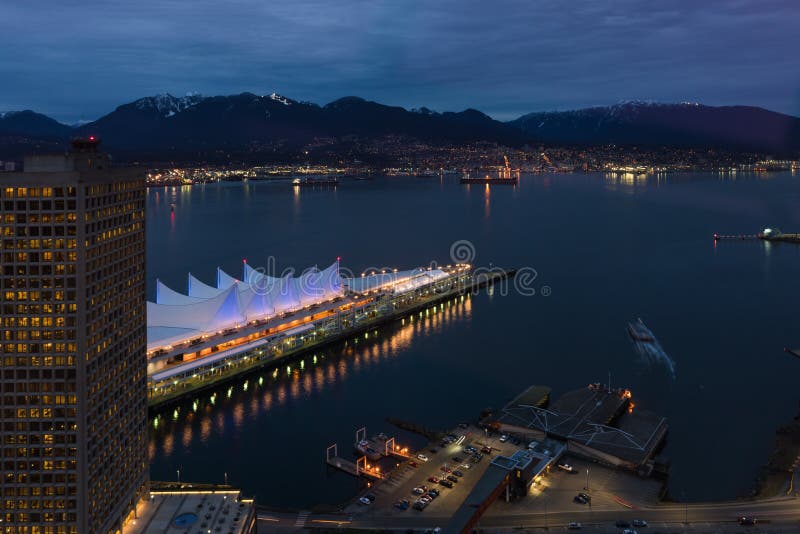 Canada Place, Vancouver from High View Point at Night Stock Image ...