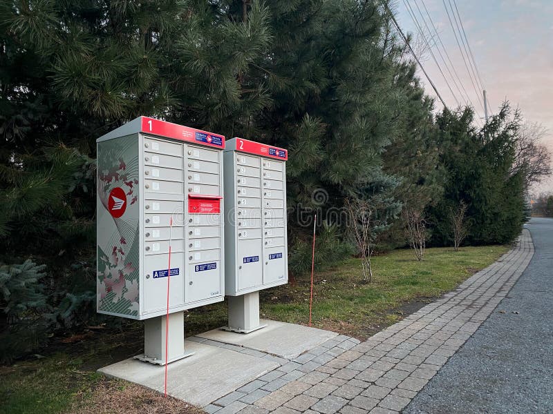 Canada Post Community Mailboxes Along Quiet Path Editorial Stock Photo ...