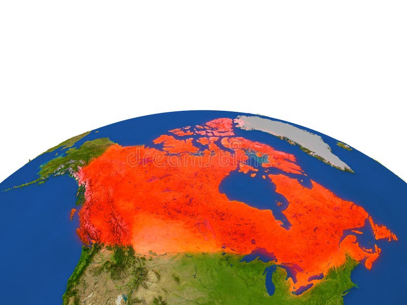 Canada in red from orbit stock illustration. Illustration of orbit ...
