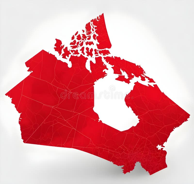 Canada red polygon map stock illustration. Illustration of font - 289111327