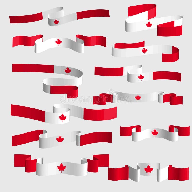 Canada Ribbon Flag Vector Bundle Set Stock Vector - Illustration of ...