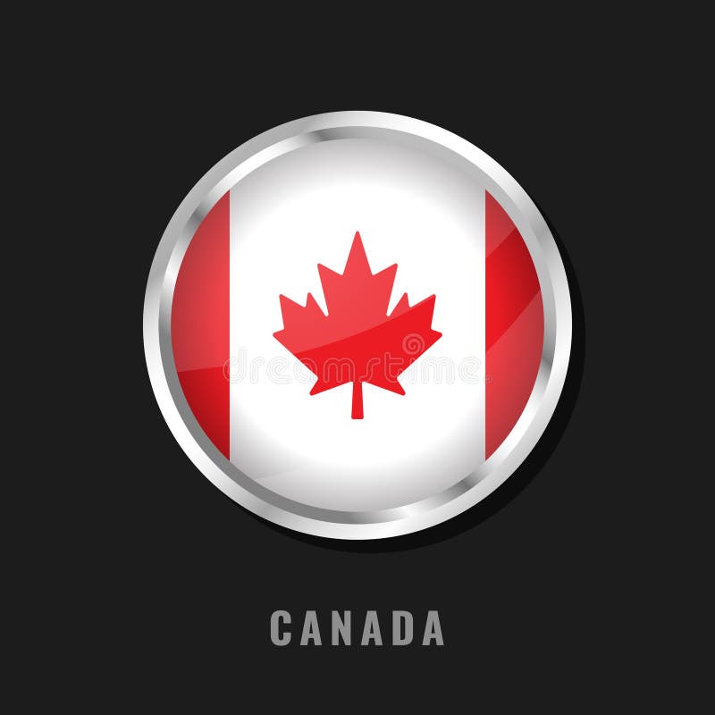 Canada Round Framed National Flag. Circular Glossy Flag of Canada Stock ...