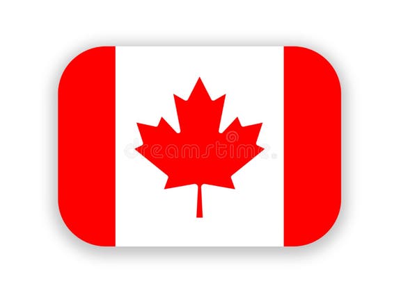 Canada Rounded Rectangle Flag Icon with Shadow on White Background ...