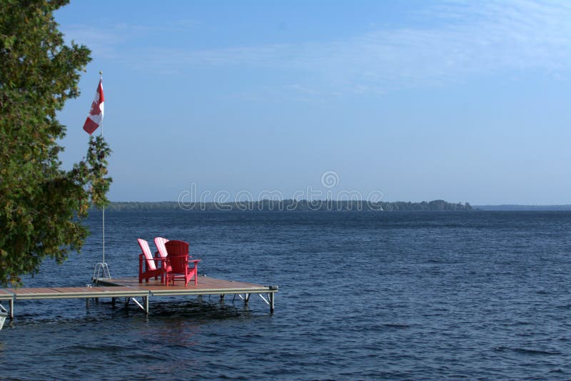 Canada Scene of Dock on Lake Stock Photo - Image of cottage, people ...