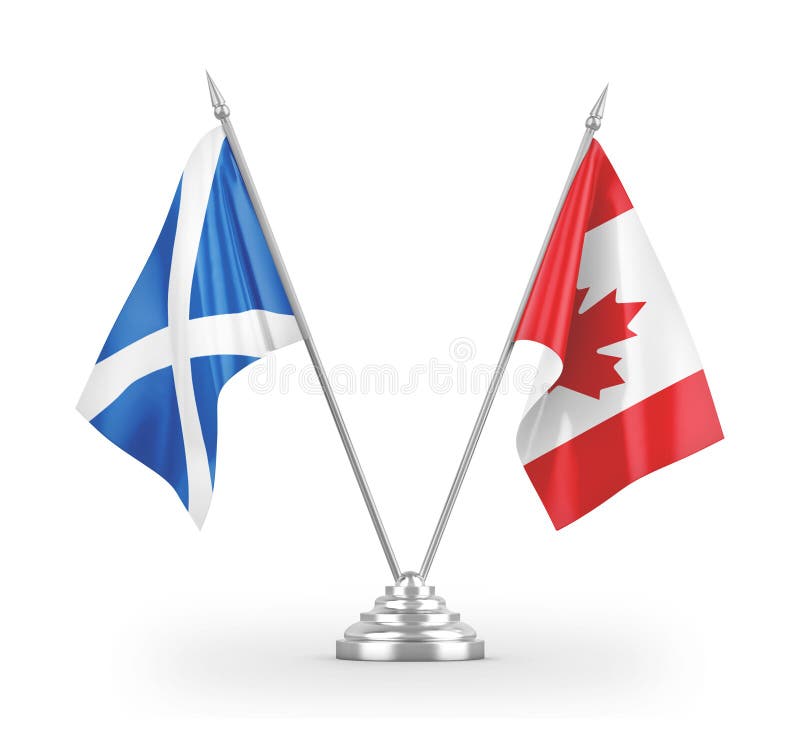 Scotland and Canada Two Flags Textile Cloth, Fabric Texture Stock Image ...