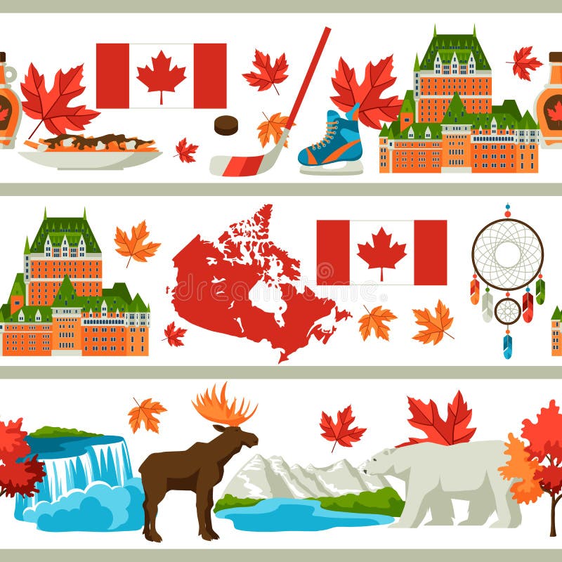 Canada seamless pattern. stock vector. Illustration of historic - 127220198