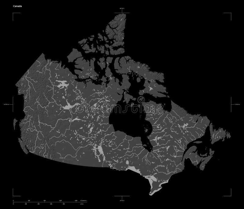 Canada Shape on Black. Bilevel Stock Illustration - Illustration of ...