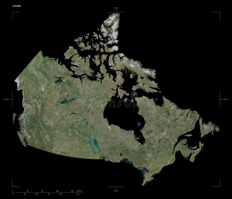 Canada Shape on Black. High-res Satellite Stock Illustration ...