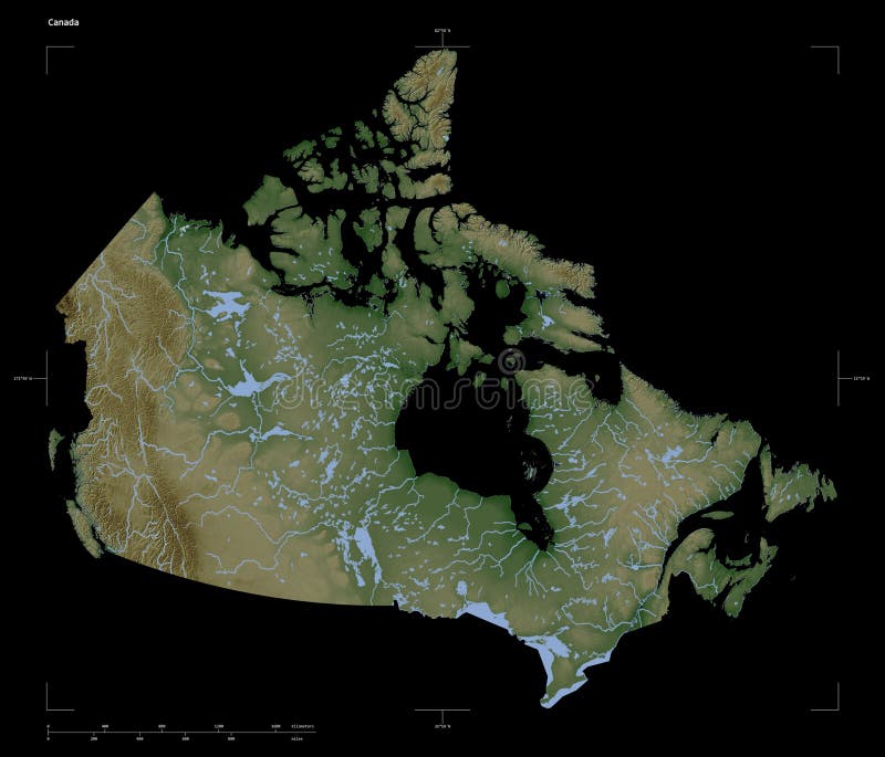 Canada Shape on Black. Pale Stock Illustration - Illustration of scale ...