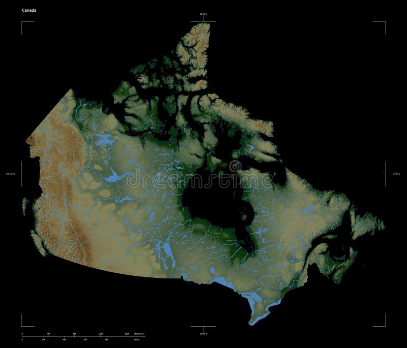 Canada Shape on Black. Physical Stock Illustration - Illustration of ...