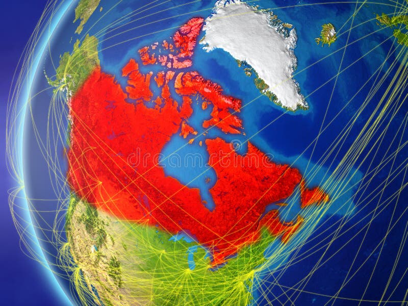Canada from Space with Network Stock Illustration - Illustration of ...