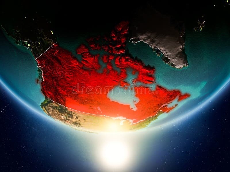 Canada on Planet Earth in Space Stock Image - Image of cities, earth ...