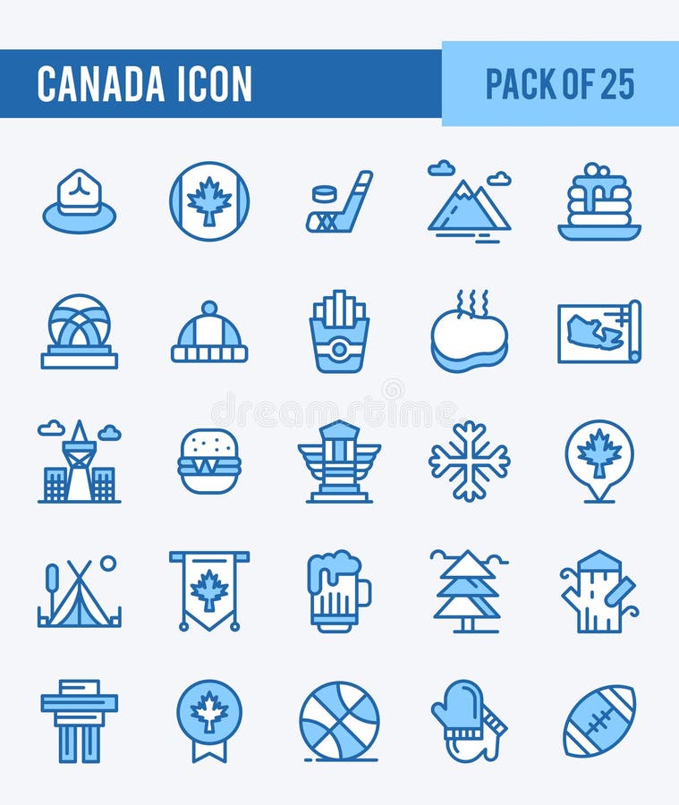 25 Canada. Two Color Icons Pack. Vector Illustration Stock Vector ...