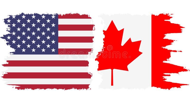 Canada and USA Grunge Flags Connection Vector Stock Vector ...