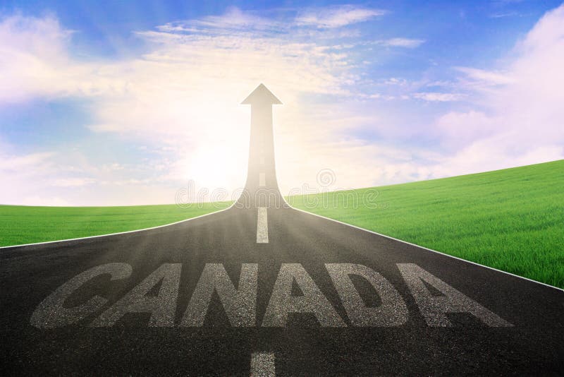 Canada Word with an Arrow Upward on Road Stock Illustration ...