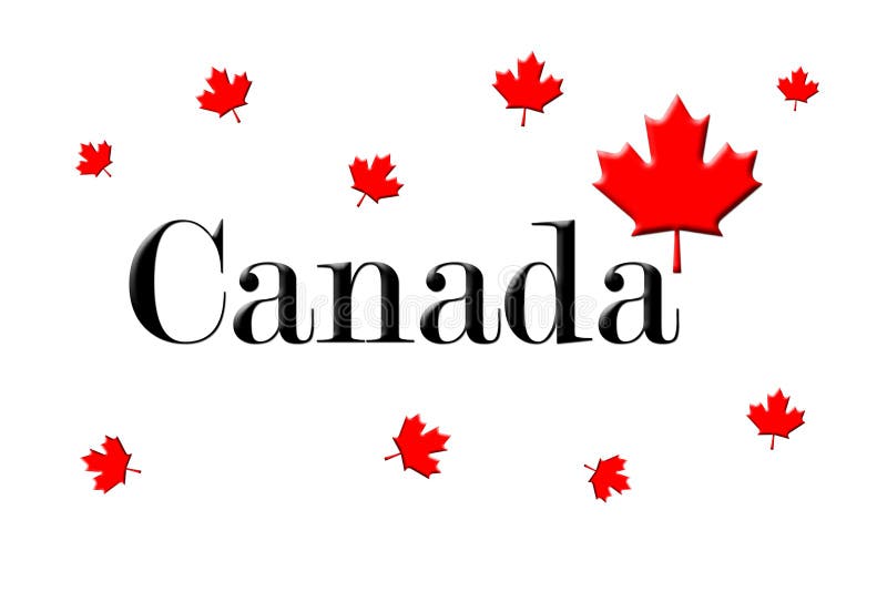 Canada Written on White Background with Maple Leaf 3D Rendering Stock ...