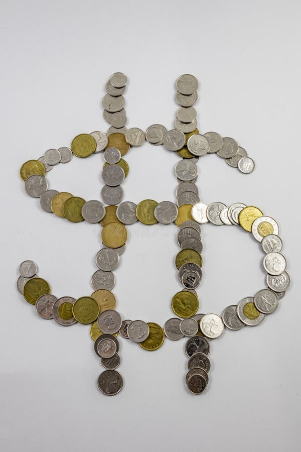 Canadian Change Arranged in the Shape of a Money Sign Editorial Image ...