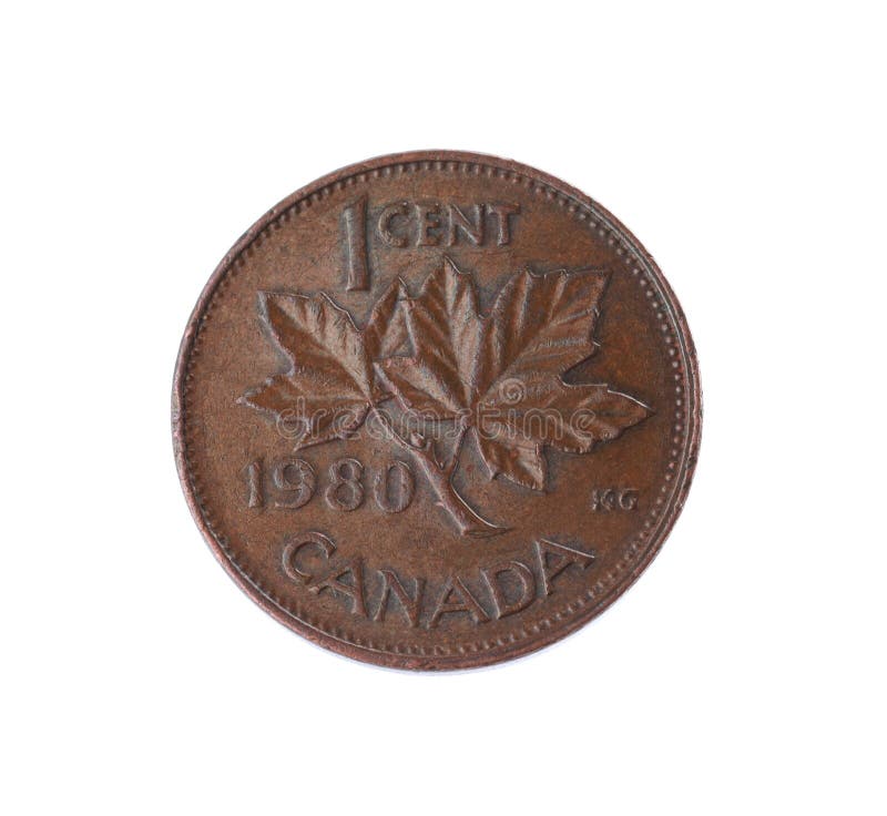 Canadian Coin Isolated on White, Top View Stock Photo - Image of ...