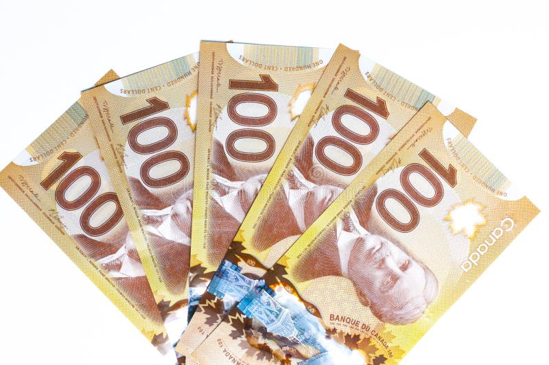 A Stack of Canadian One Hundred Dollar Bills Stock Photo - Image of ...