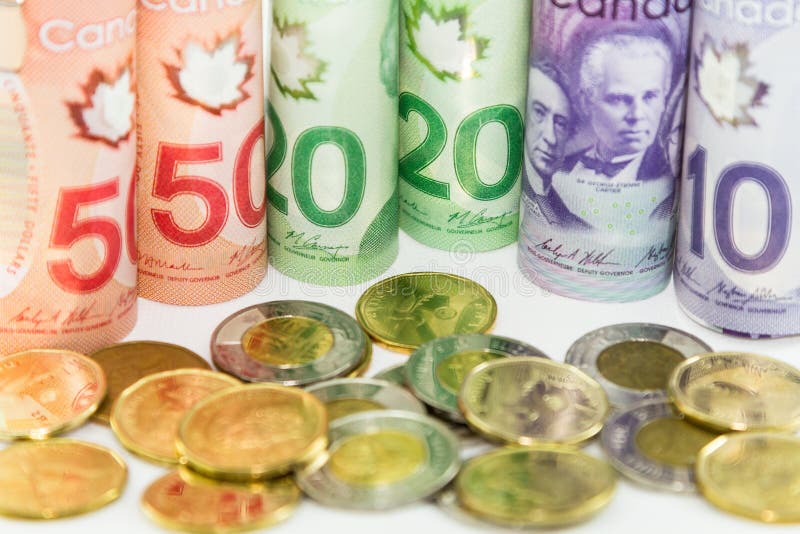 Canadian Dollar Bills on a Table, Canadian Currency Stock Photo - Image ...