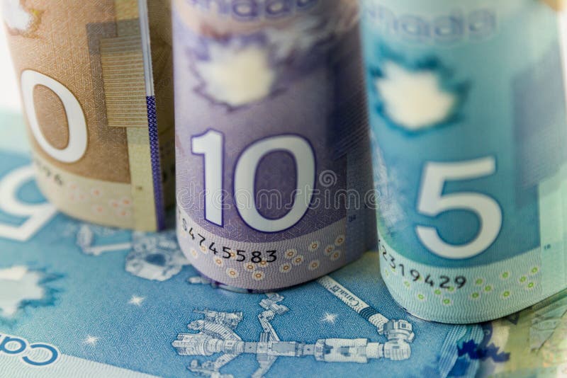 Canadian Dollar Bills on White Background, Canadian Currency Stock ...