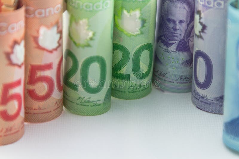 Canadian Dollar Bills on a Table, Canadian Currency Stock Photo - Image ...
