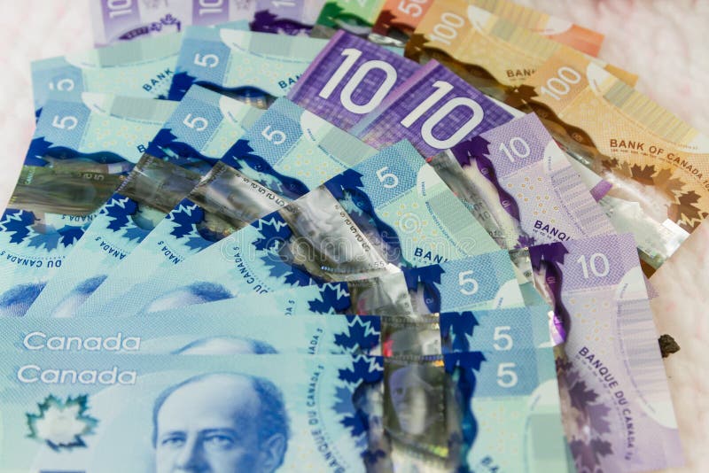 Canadian Dollar Bills on a Table, Canadian Currency Stock Photo - Image ...