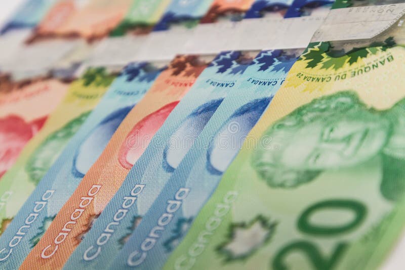 Canadian Dollar Bills on White Background, Canadian Currency Editorial ...
