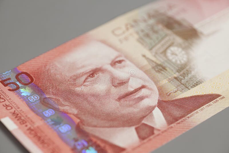 Canadian 50 Dollars Banknote Stock Image - Image of bank, investment ...