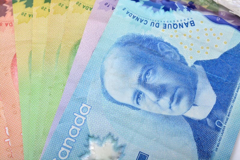 Canadian Dollars Currency Bank Notes On White Stock Image - Image of ...