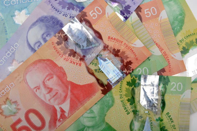 Canadian Dollars Currency Bank Notes Background Stock Image - Image of ...