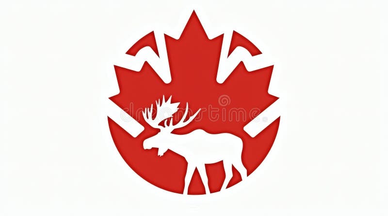 Canadian Emblem Featuring Moose and Abstract Flames, Minimalist Canada ...