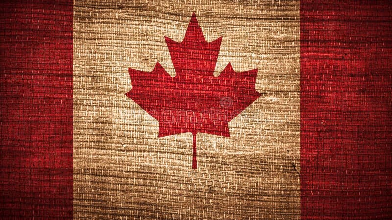 Canadian Flag Background with Burlap Texture Stock Photo - Image of ...