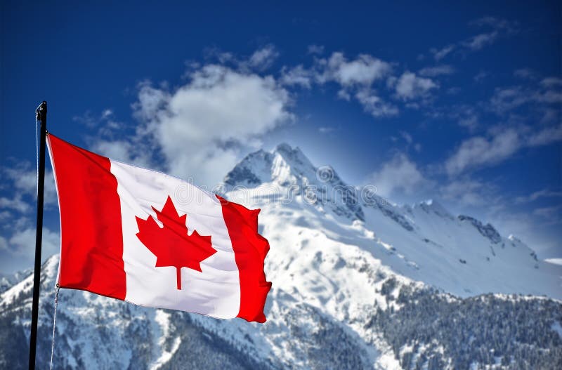 Canadian Flag and Beautiful Landscape Stock Photo - Image of adventure ...