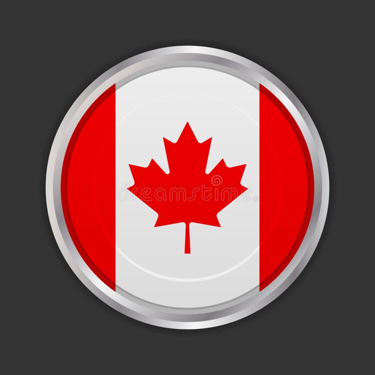 Canadian flag button icon stock vector. Illustration of maple - 372914095
